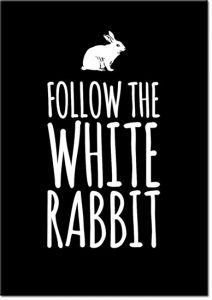 Plakat z modnym napisem Follow the White Rabbit
